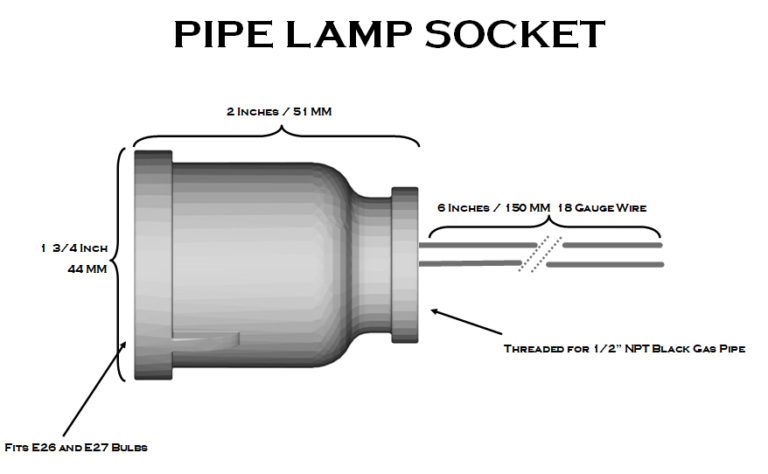 Iron Pipe Lamp Socket That fits 1/2 inch Iron Pipe (NPT) – SteamLit